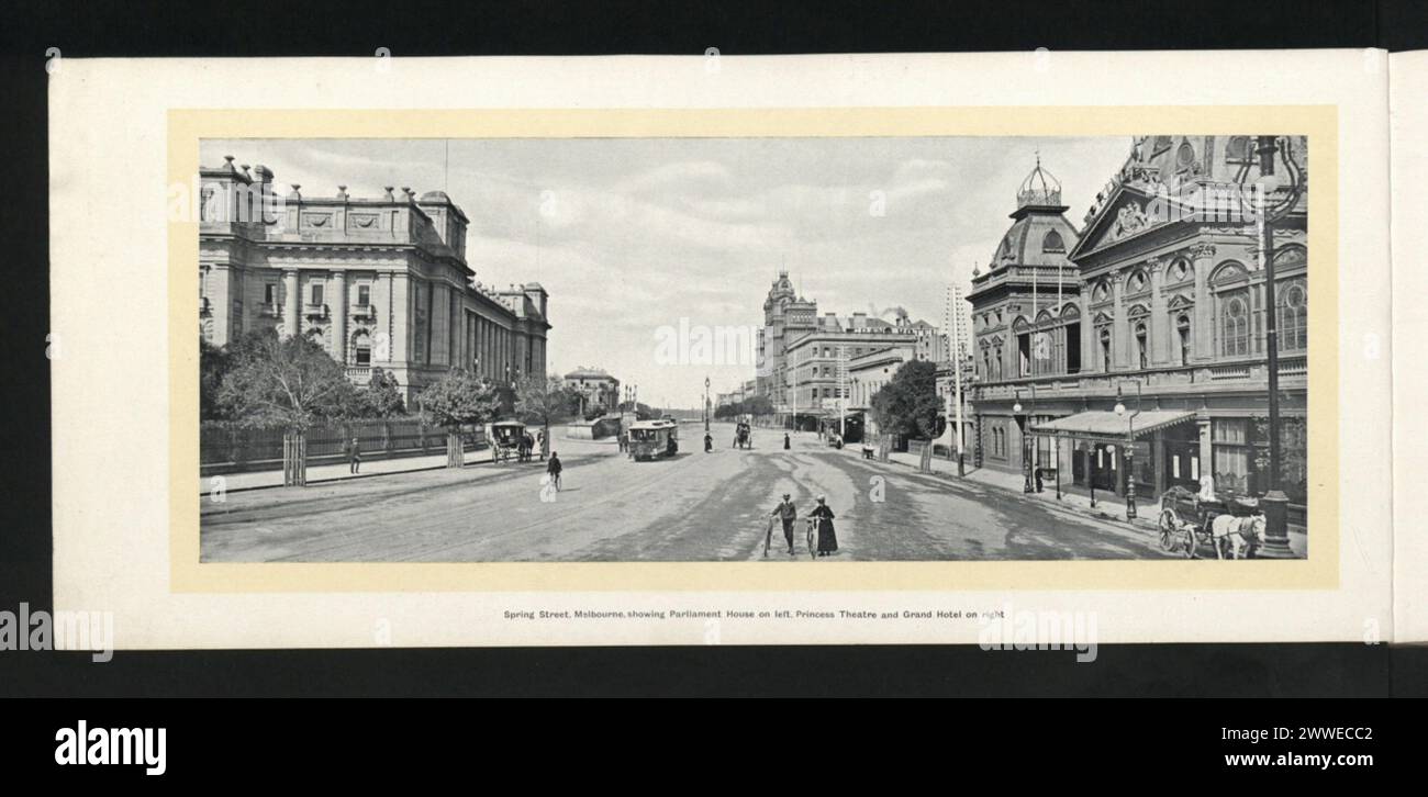 Description: Spring Street, Melbourne, showing Parliament House on left ...
