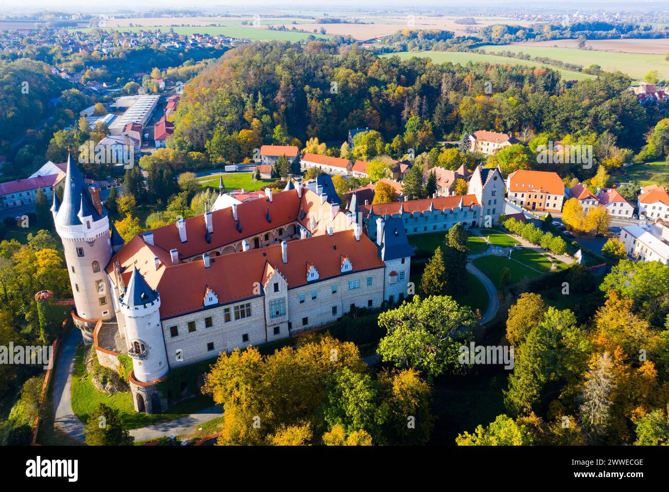 Aerial view of Zleby castle Stock Photo - Alamy