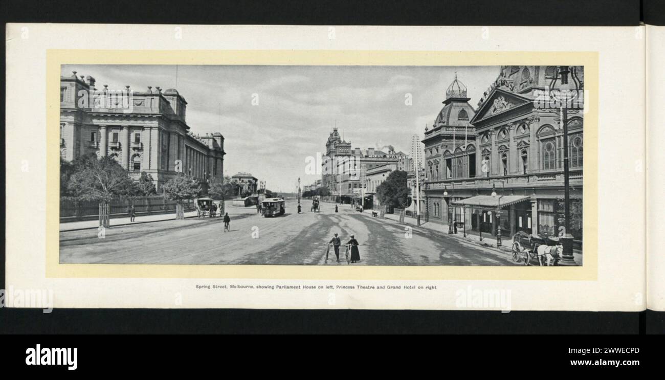 Description: Spring Street, Melbourne, showing Parliament House on left ...