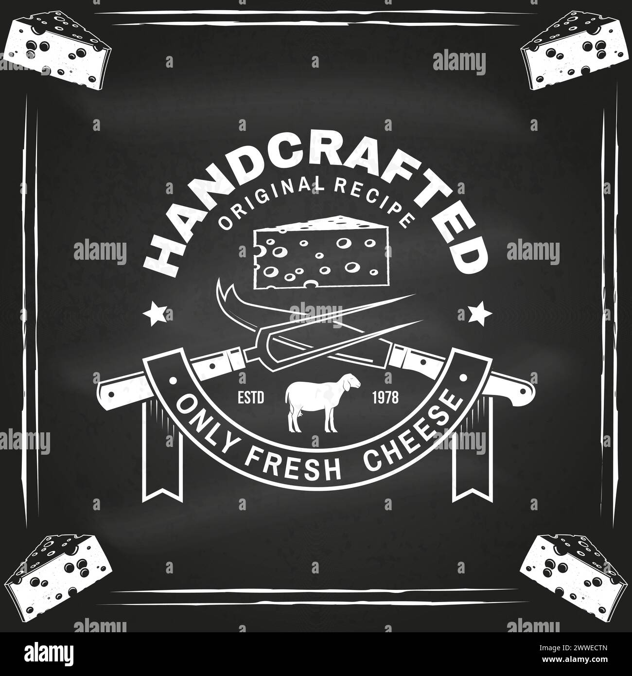 Cheese family farm poster design on the chalkboard. Template for logo ...