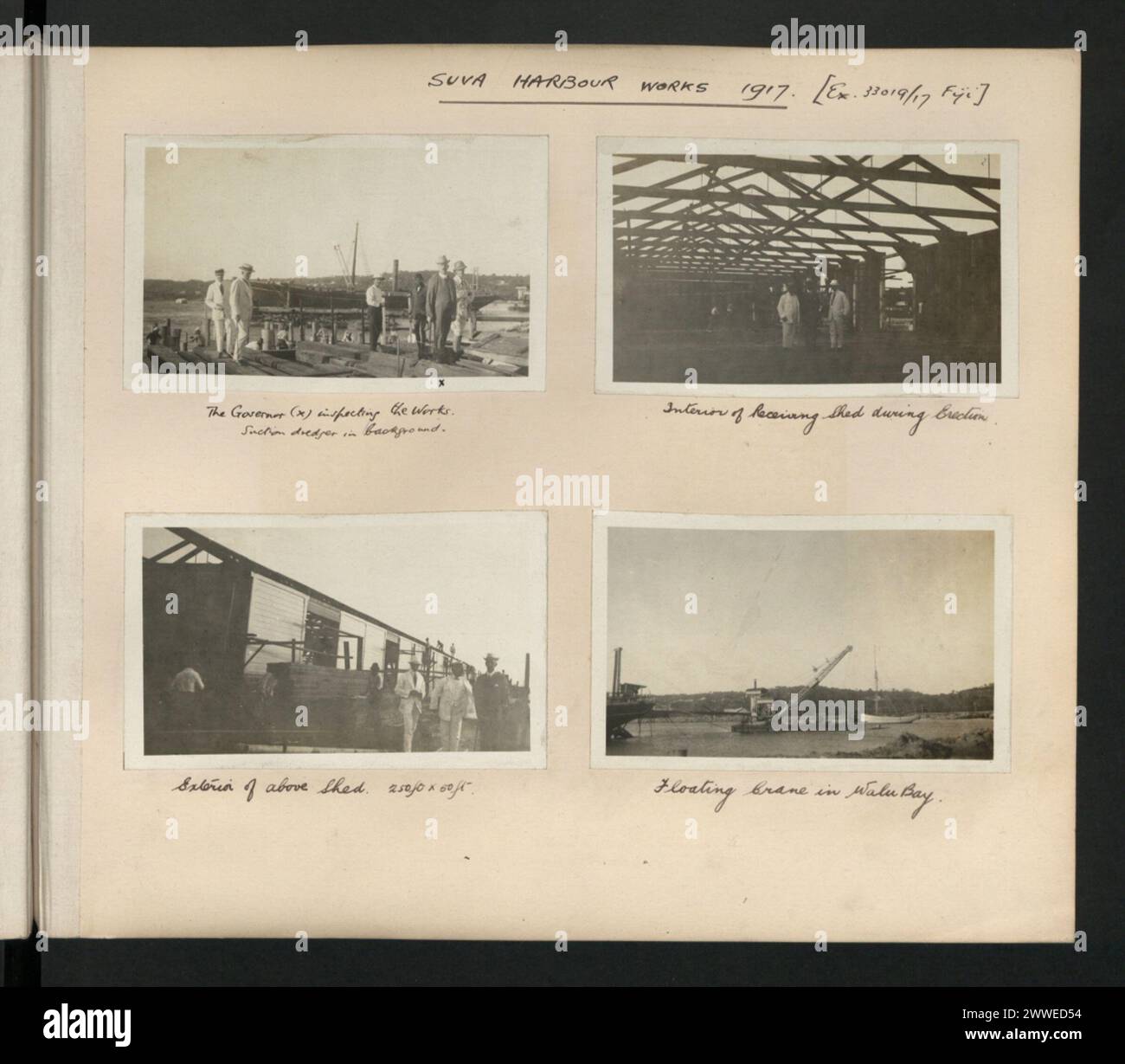 Photographs of Suva Harbour Works in 1917 showing the Governor ...