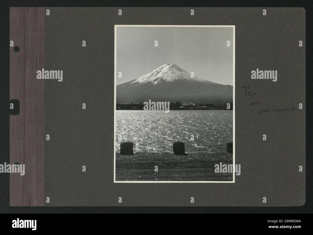Description: Fuji over Lake Kawagachi. Location: Japan Date: 1935-1936 japan, asia ...