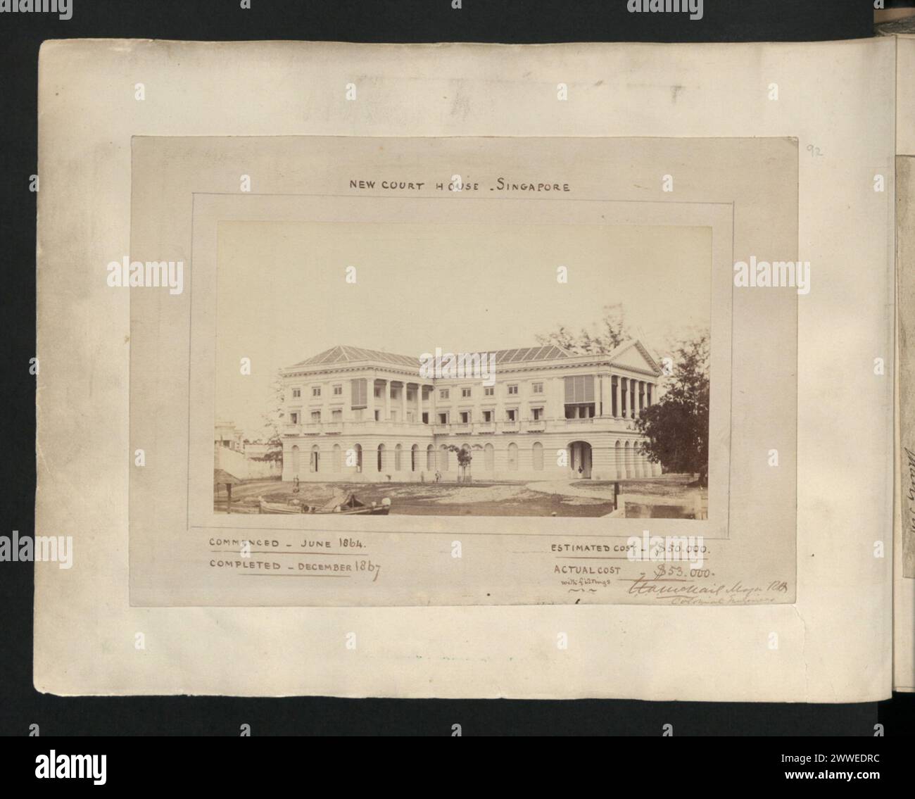 Image of the new courthouse in Singapore, Malaya, constructed from 1864 ...