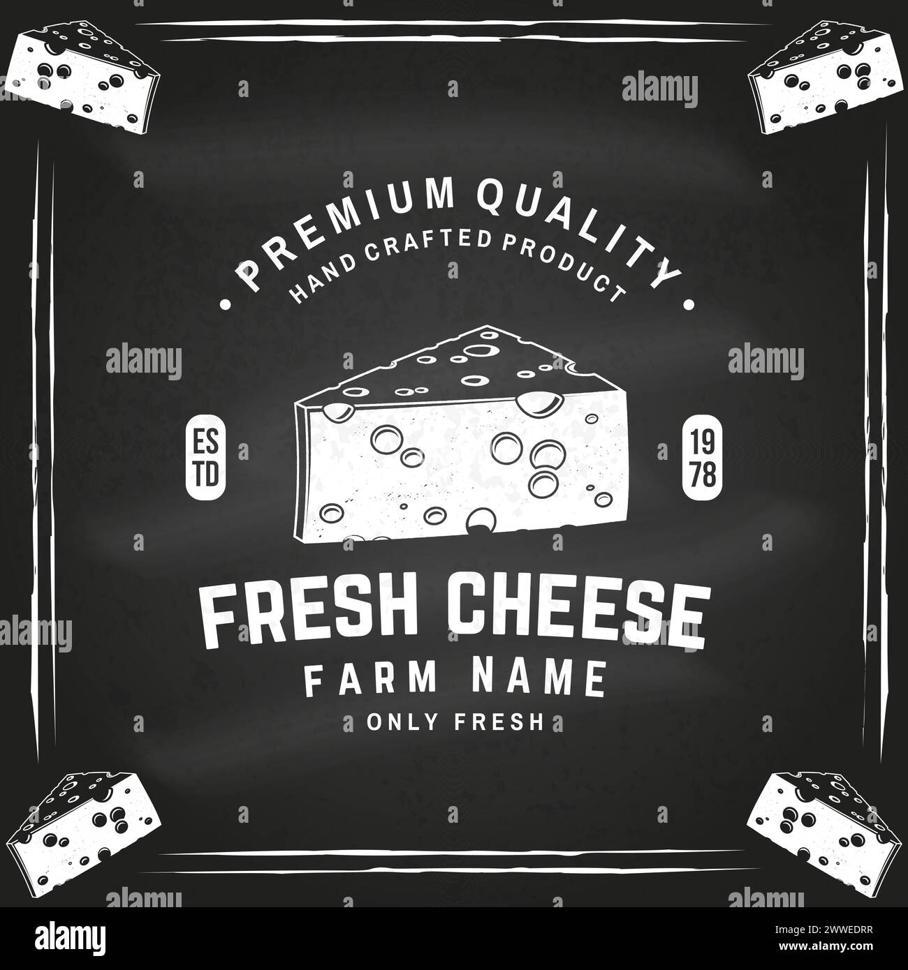 Fresh cheese badge design on the chalkboard. Template for logo ...