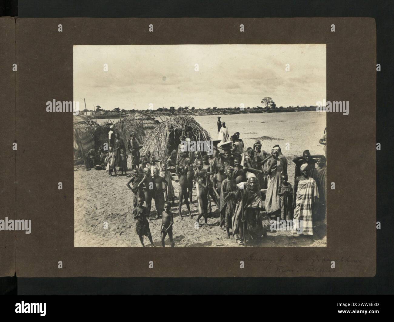 Crowd of natives by the River Benue in Nigeria listening to a ...