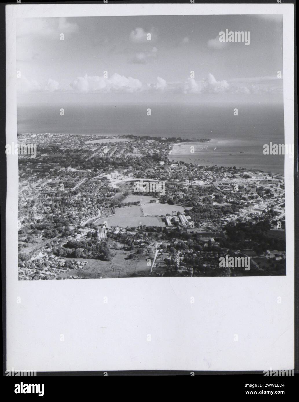 Aerial view of Bridgetown, Barbados, showing urban layout, streets, and ...