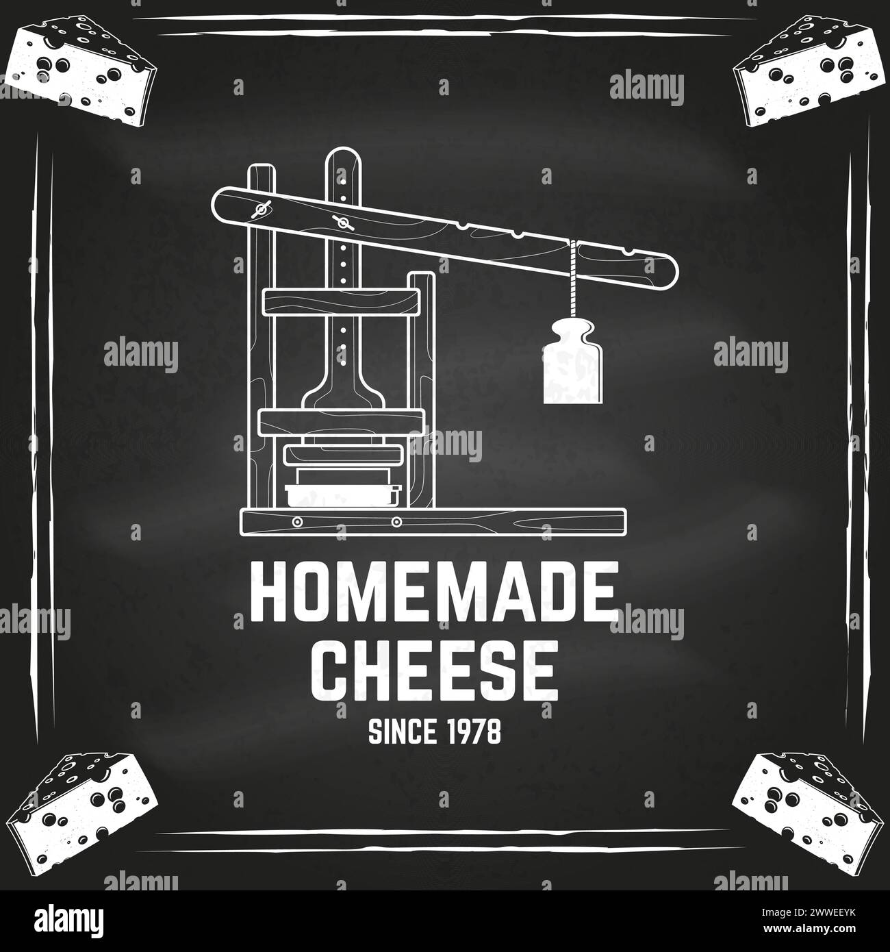 Homemade cheese badge design on the chalkboard. Template for logo ...