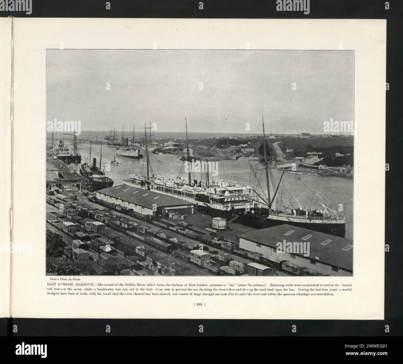 East London Harbour in South Africa, showing port facilities, ships ...