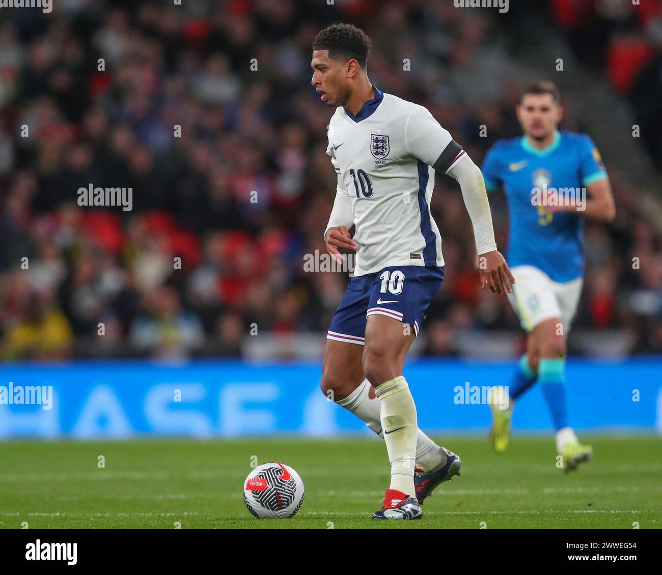 Jude Bellingham of England in action during the International Friendly ...