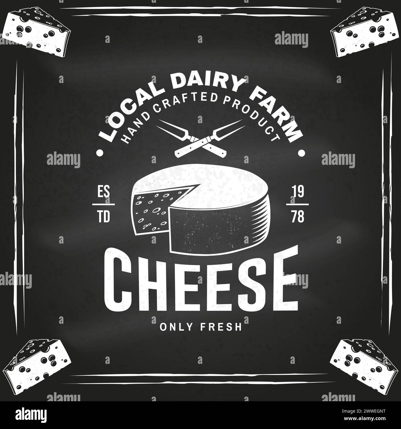 Fresh cheese badge design on the chalkboard. Template for logo ...