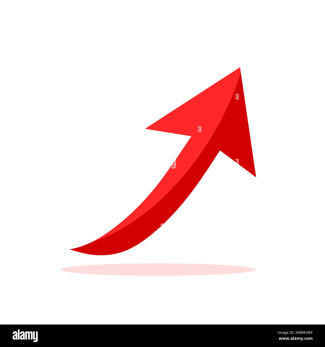 Arrow icon. Red glossy up arrow isolated on white background. Vector ...