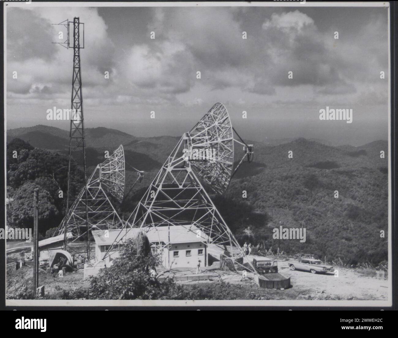 Description: Trinidad and Tobago. 'Dish aerials of the new tropospheric ...