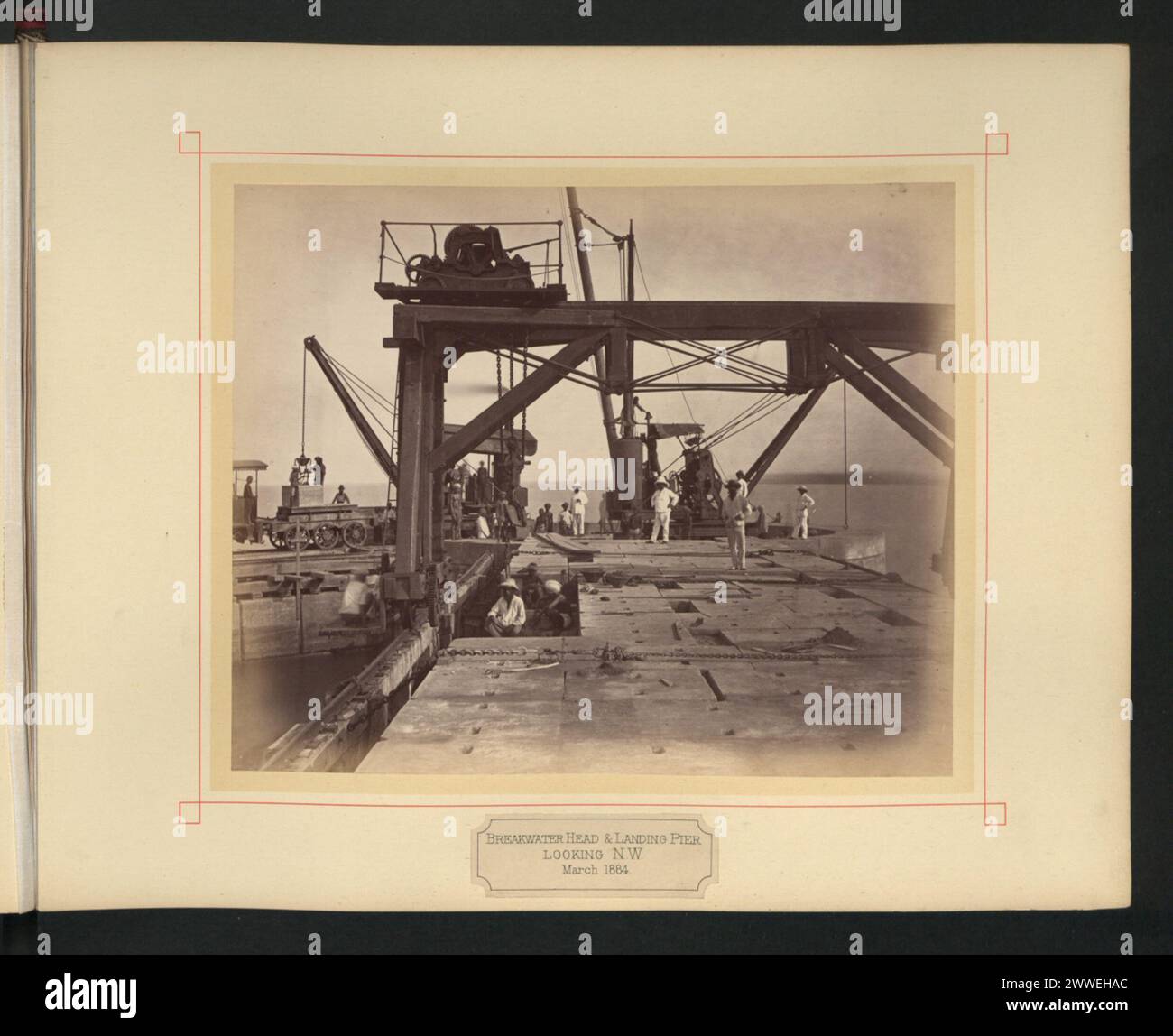 Description: Breakwater head & landing pier. Looking N.W. March 1884 ...