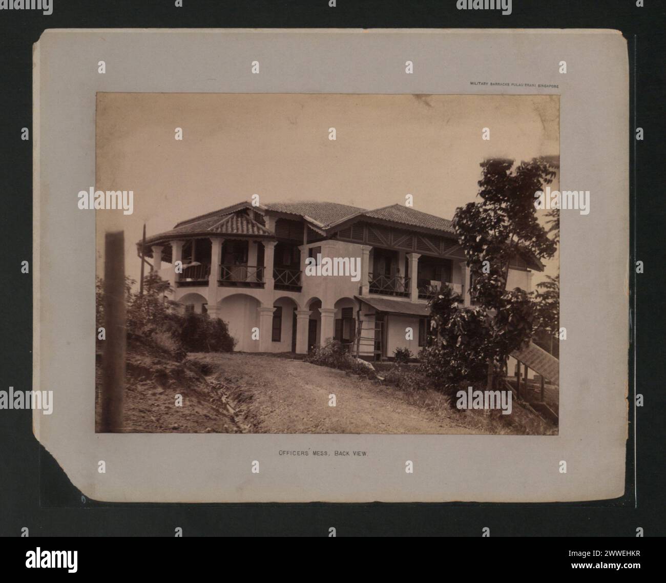 Military barracks on Pulau Brani, Singapore, showing the Officers' Mess ...
