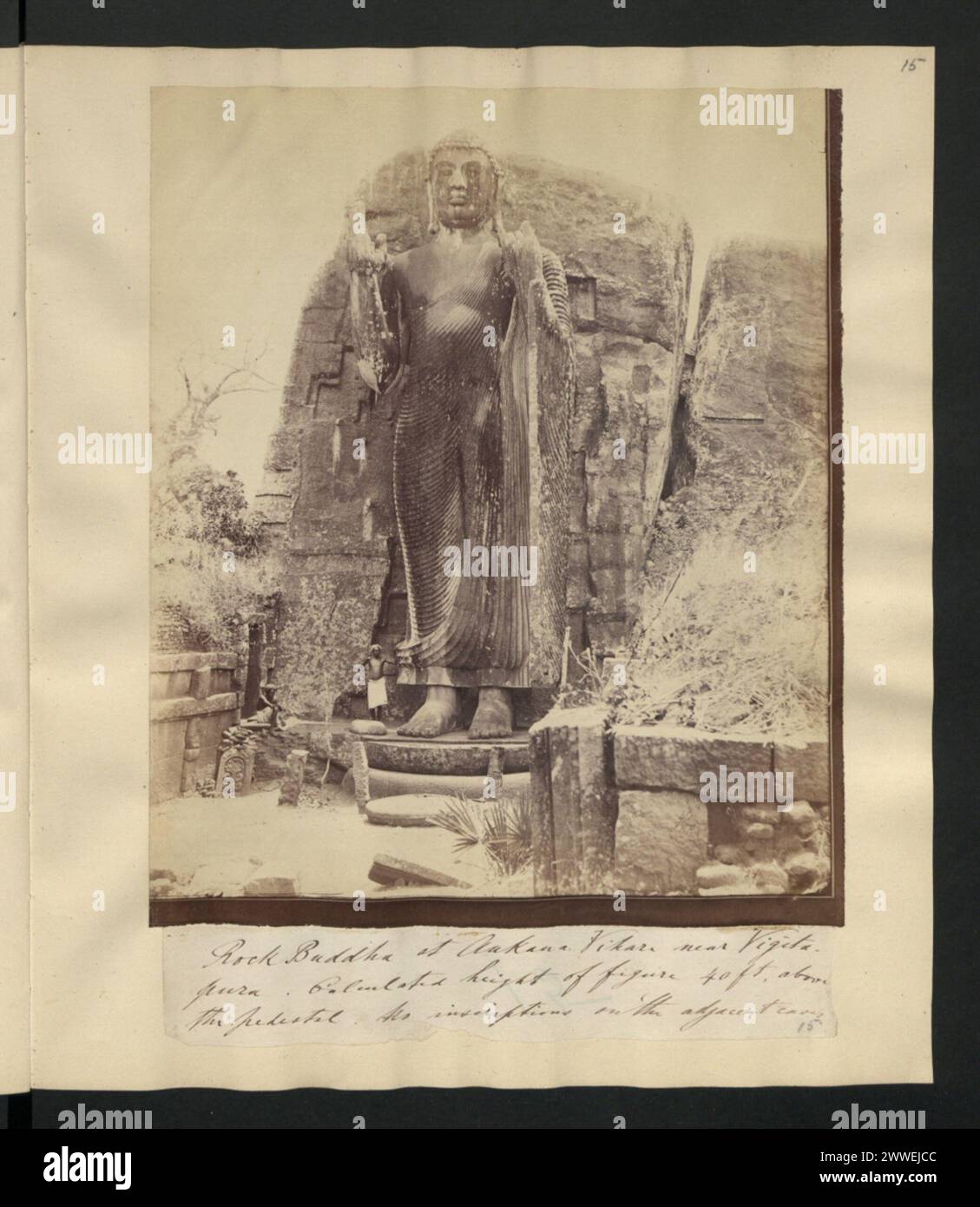 Description: Rock Buddha at Aukana Fikare near Vigita pura. Calculated ...