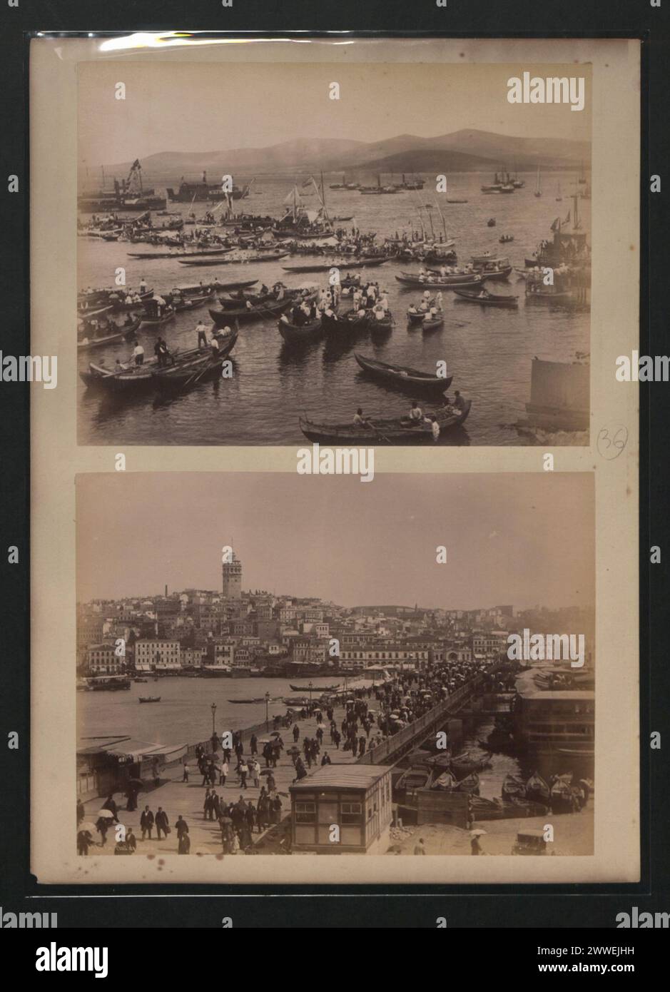 Description: Small boats in a harbour, Constantinople Location ...