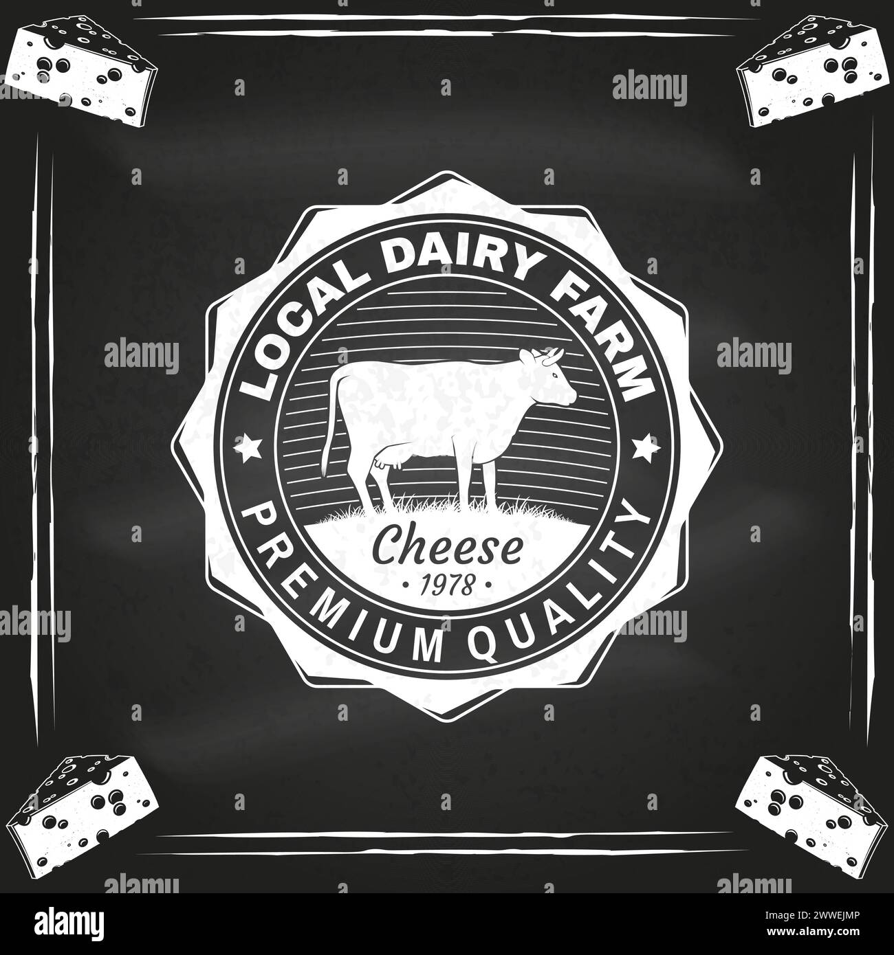 Local dairy farm badge design on the chalkboard. Template for logo ...