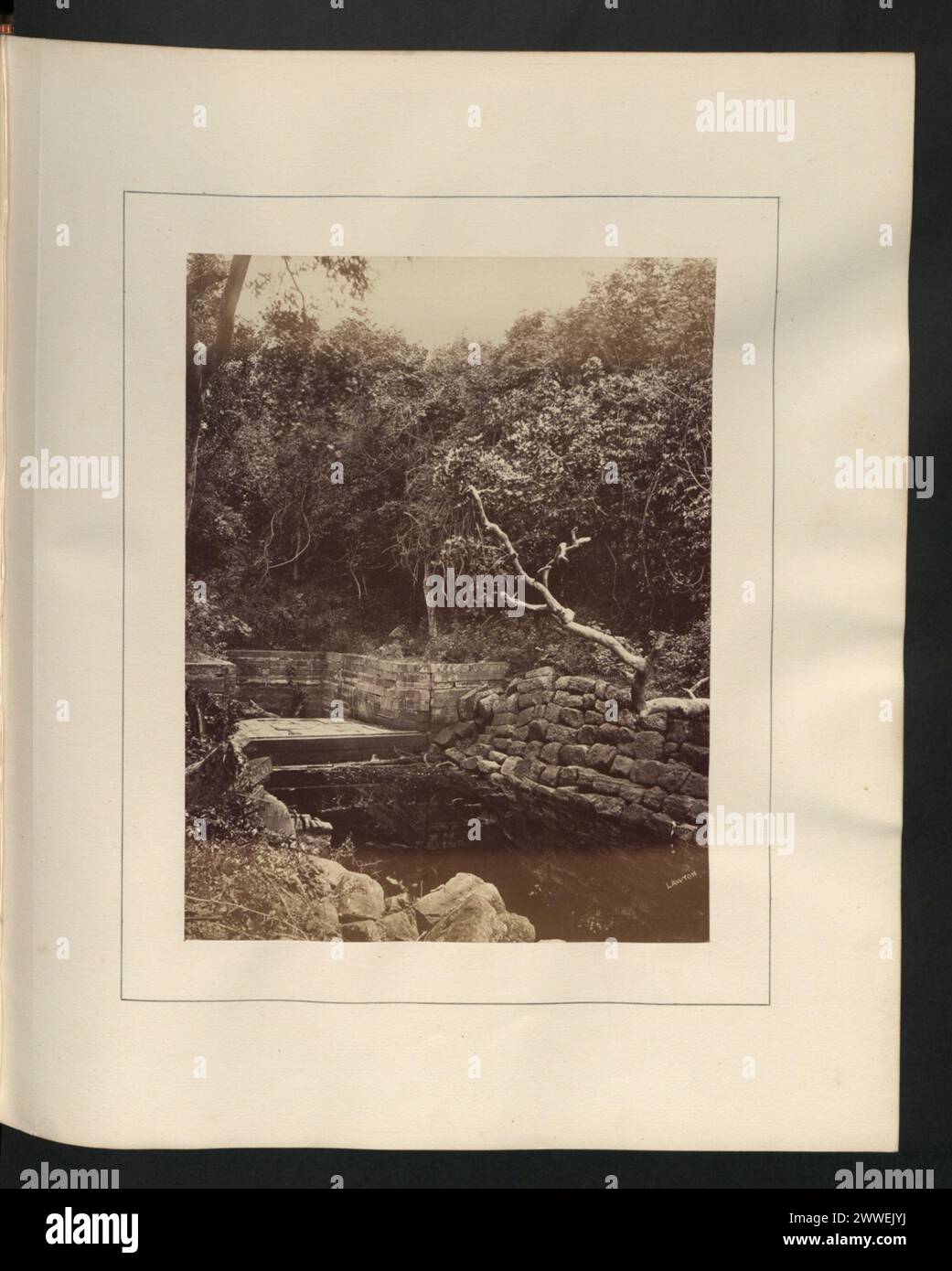 Stone sluice at the Nuwarawewa tank in Anuradhapura, Ceylon, part of ...