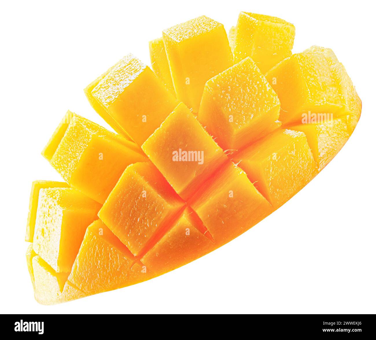 tasty mango slices isolated on the white background. Clipping path ...