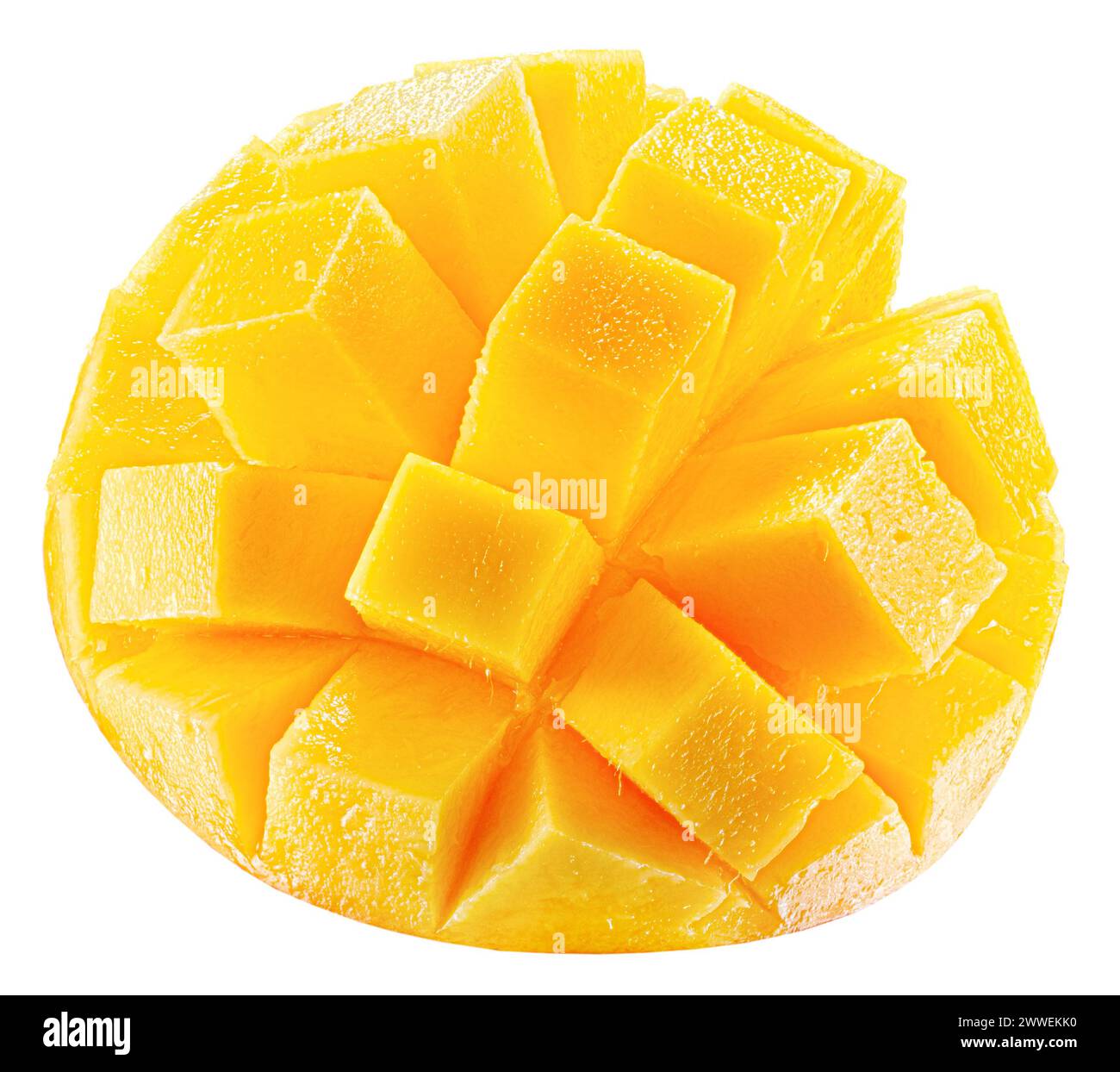 tasty mango slices isolated on the white background. Clipping path ...