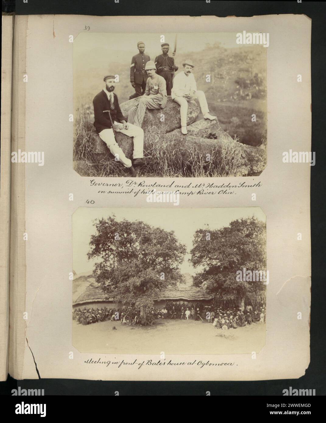 Governor, Dr. Rowland, and Mr. Haddon Smith on hills near River Ofin ...