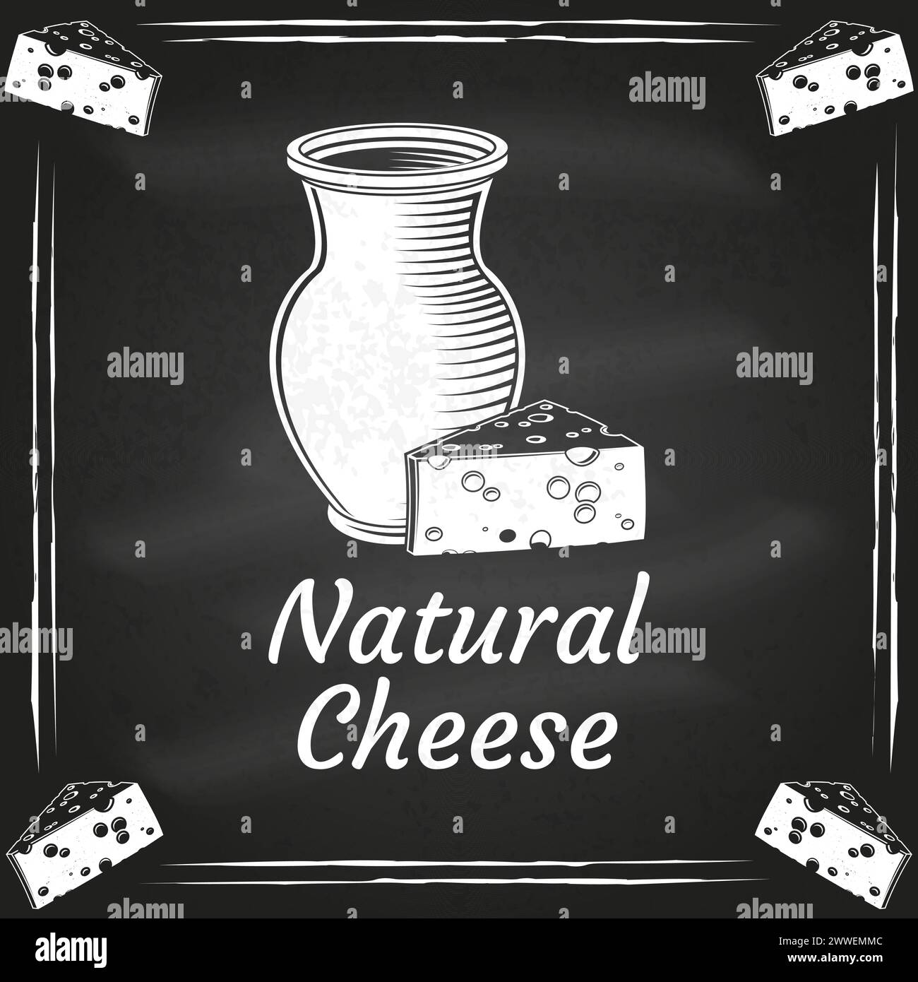 Fresh cheese badge design on the chalkboard. Template for logo ...