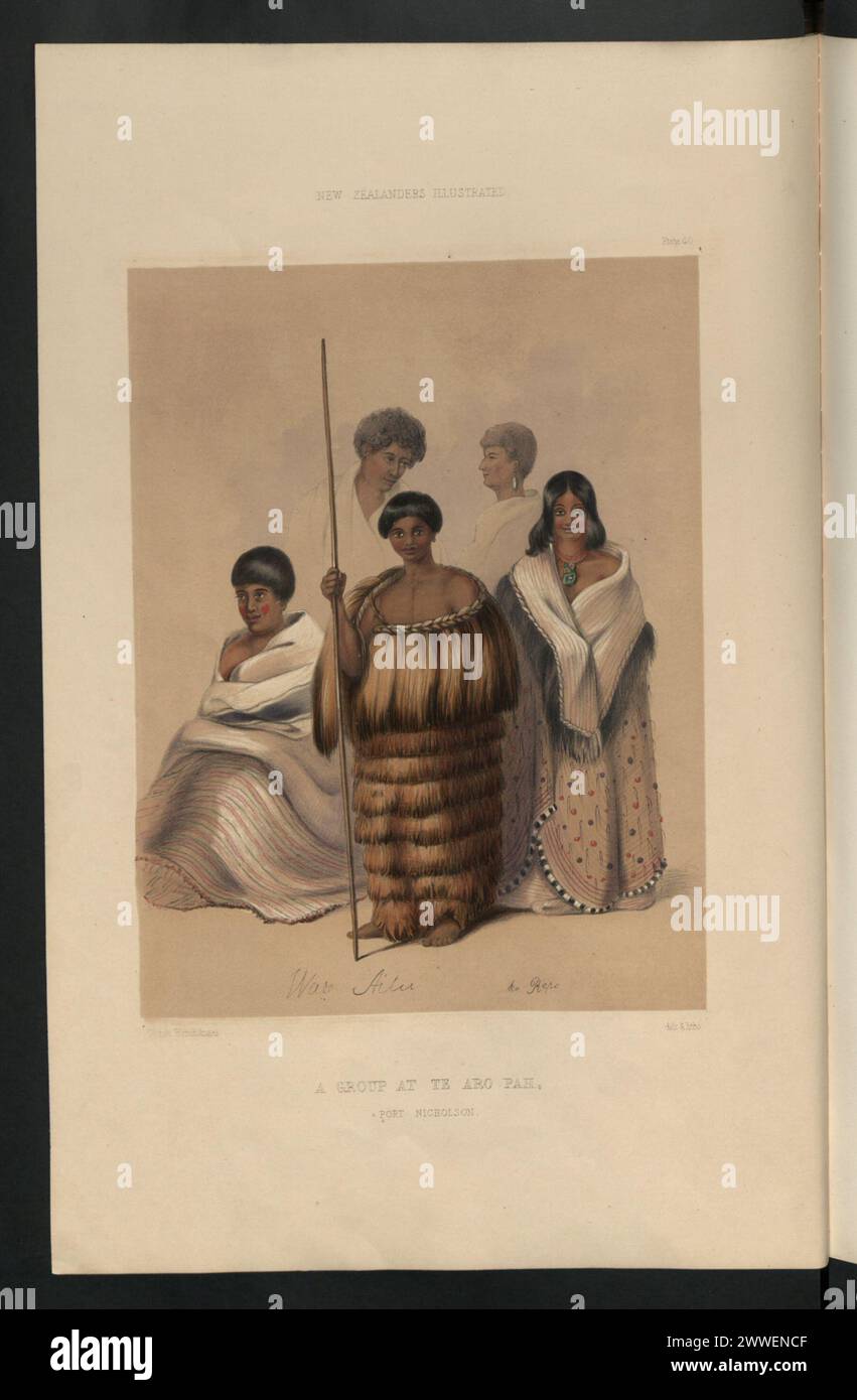 Description: New Zealanders Illustrated. A group at Te Aro Pah, Port ...