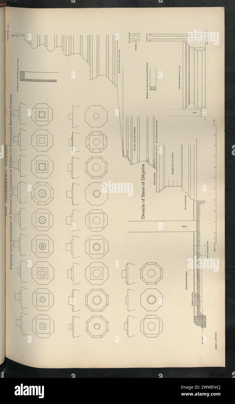 Description: The Thupáráma Dágaba. Twenty-one Examples of Tenons on ...