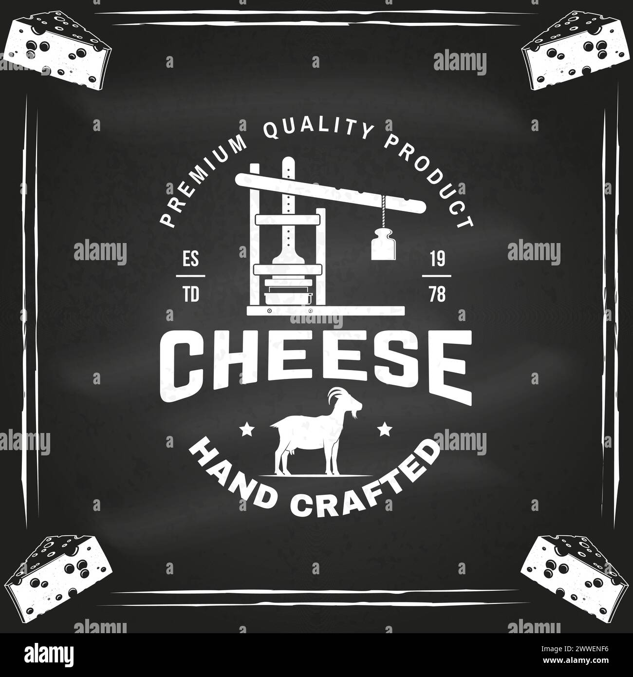 Cheese family farm poster design on the chalkboard. Template for logo ...