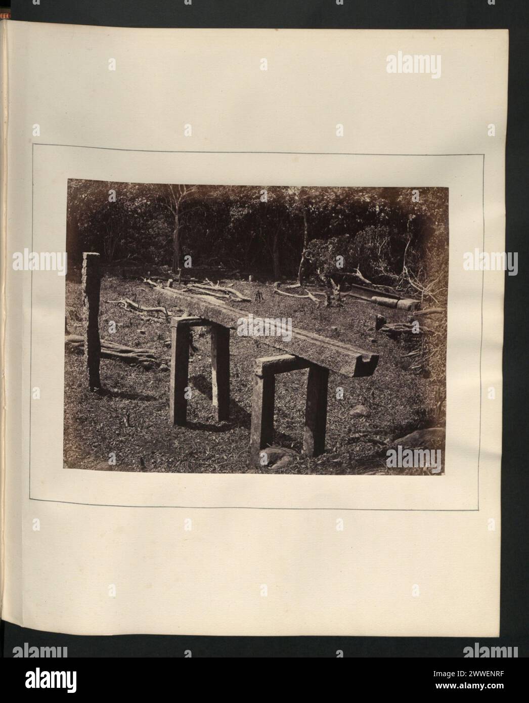 Description: Mihintale. Stone trough (newly discovered) cut out of a ...