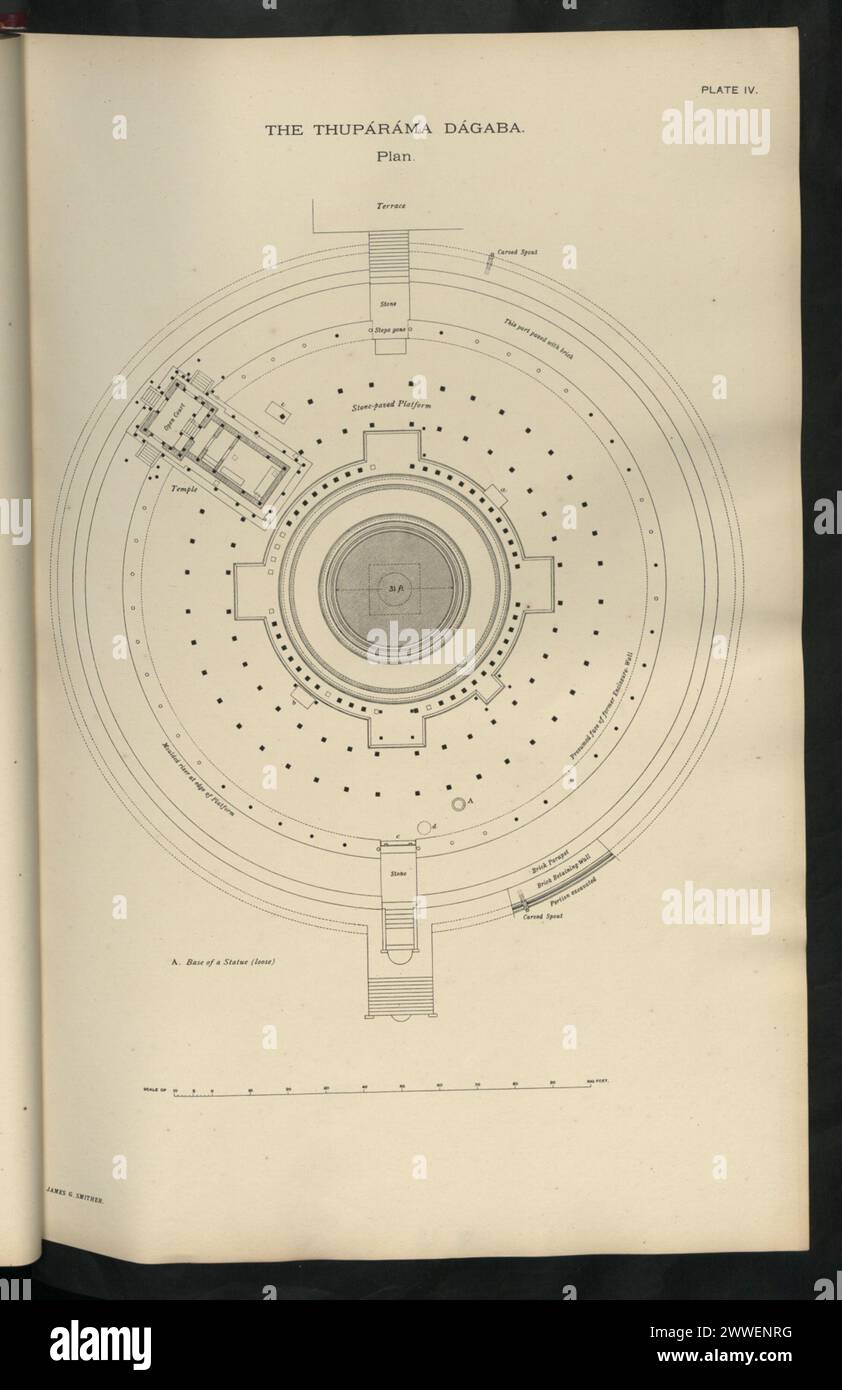Description: The Thupáráma Dágaba. Plan. Location: Anurádhapura, Ceylon ...