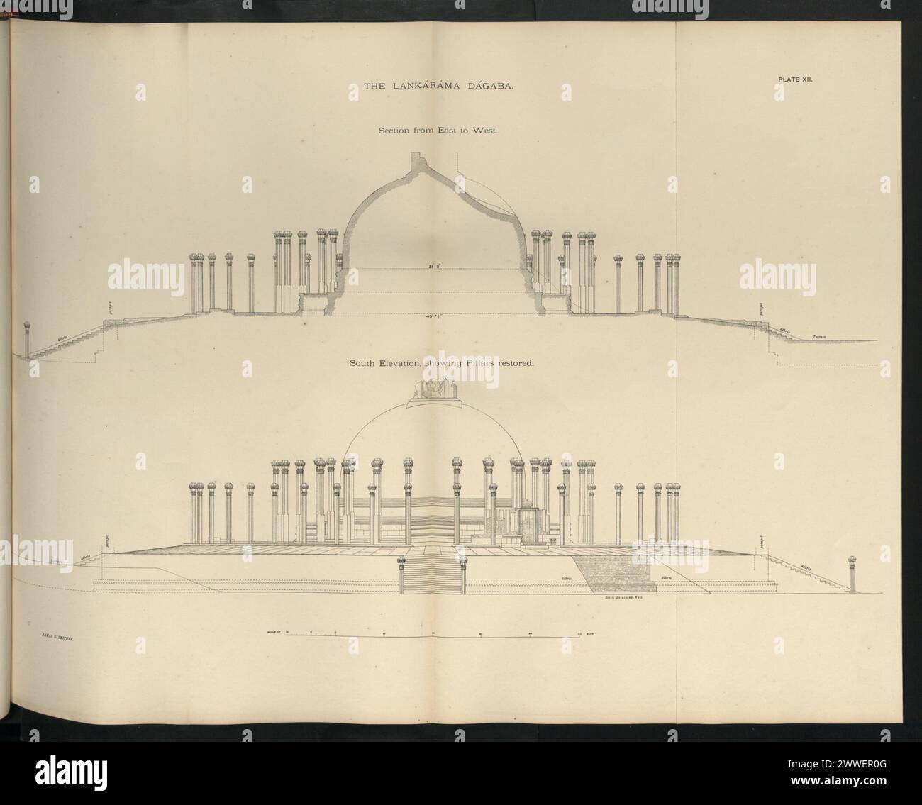 Description: The Lankáráma Dágaba. Section from East to West; South ...