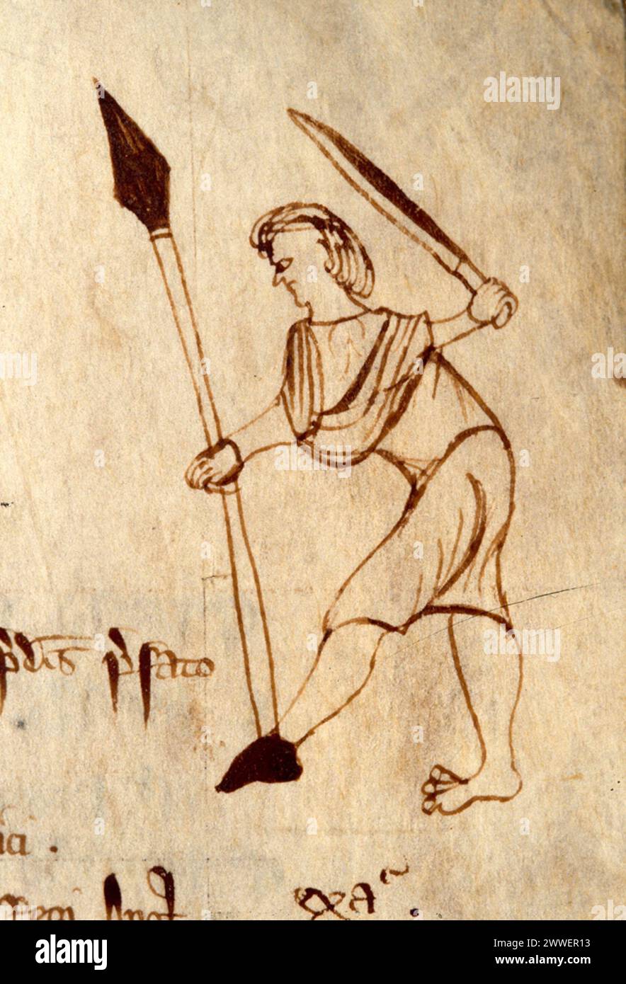 Medieval Warrior Description: Pen portrait of a warrior from a book of ...