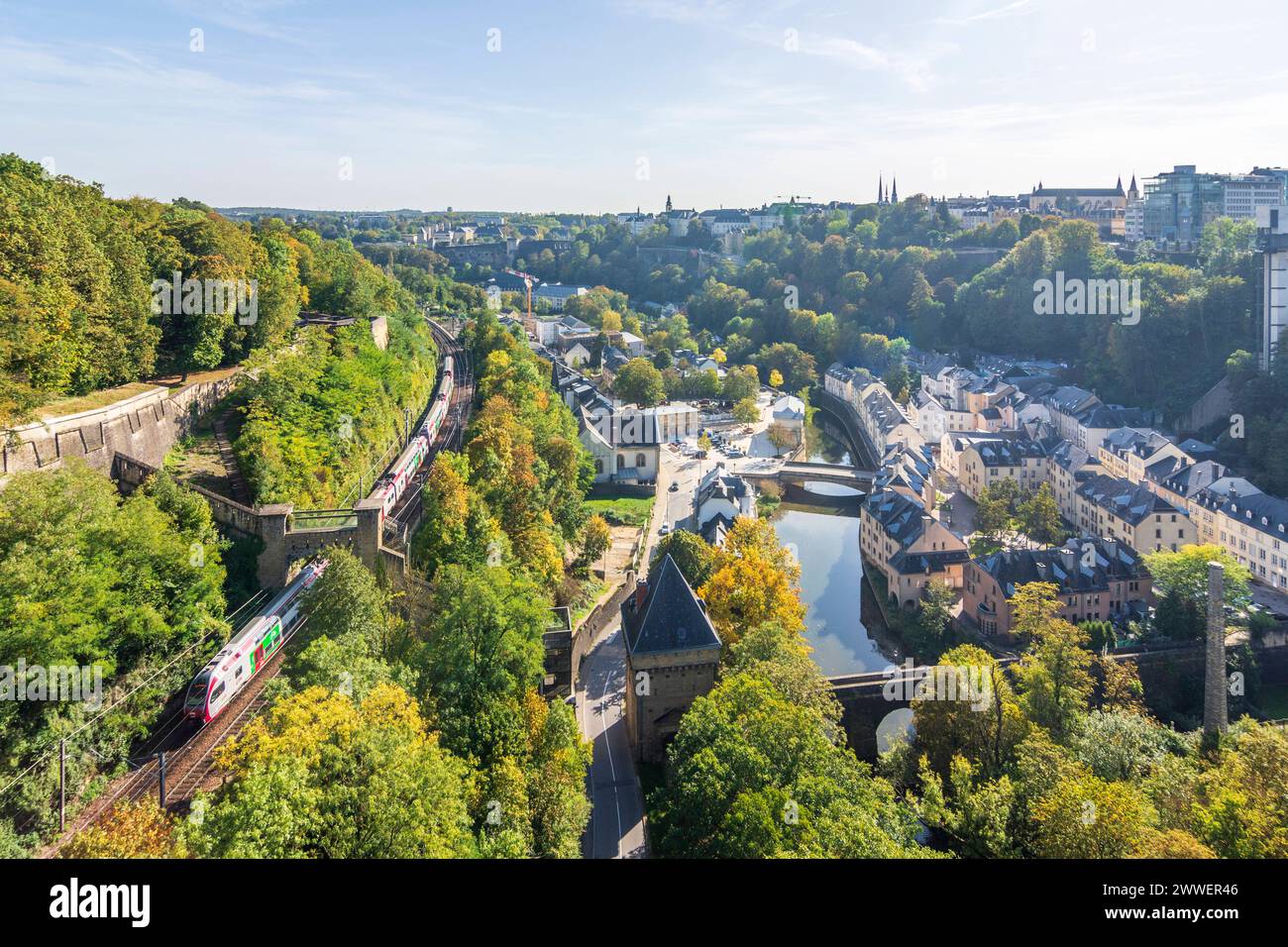 river Alzette Valley, local train, view from Grand Duchess Charlotte ...