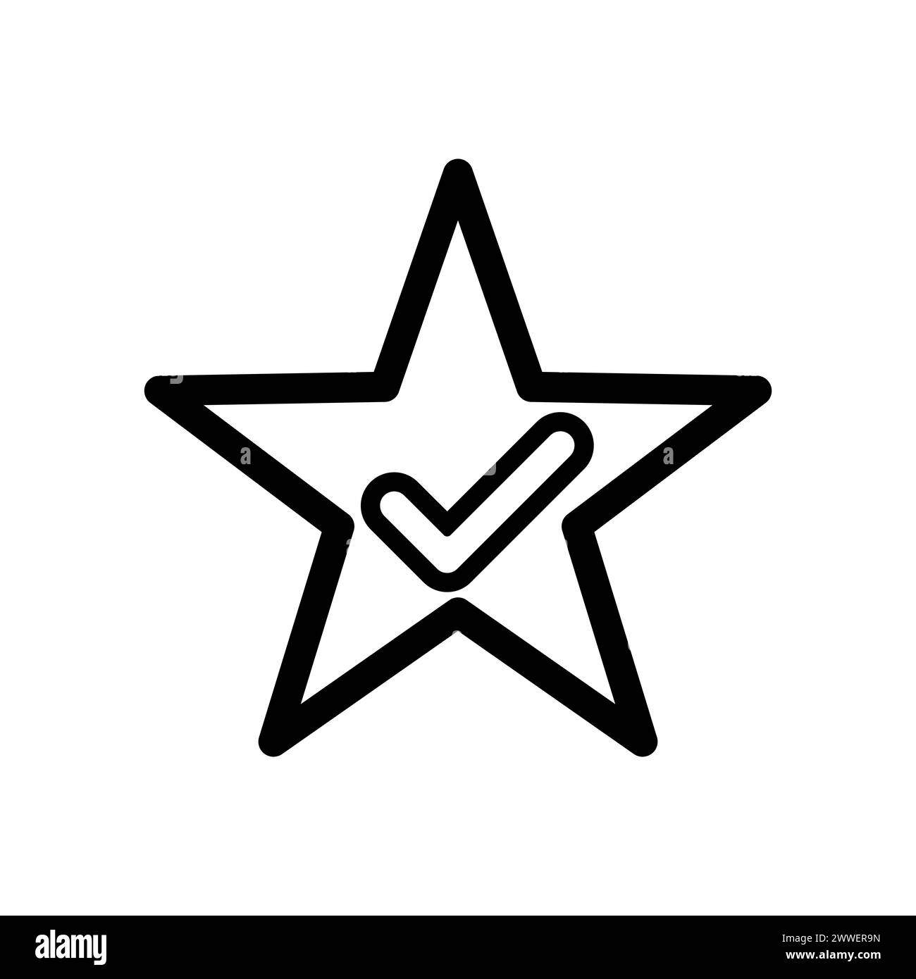 Star icon. Black star with a checkmark. Best review symbol. Vector ...