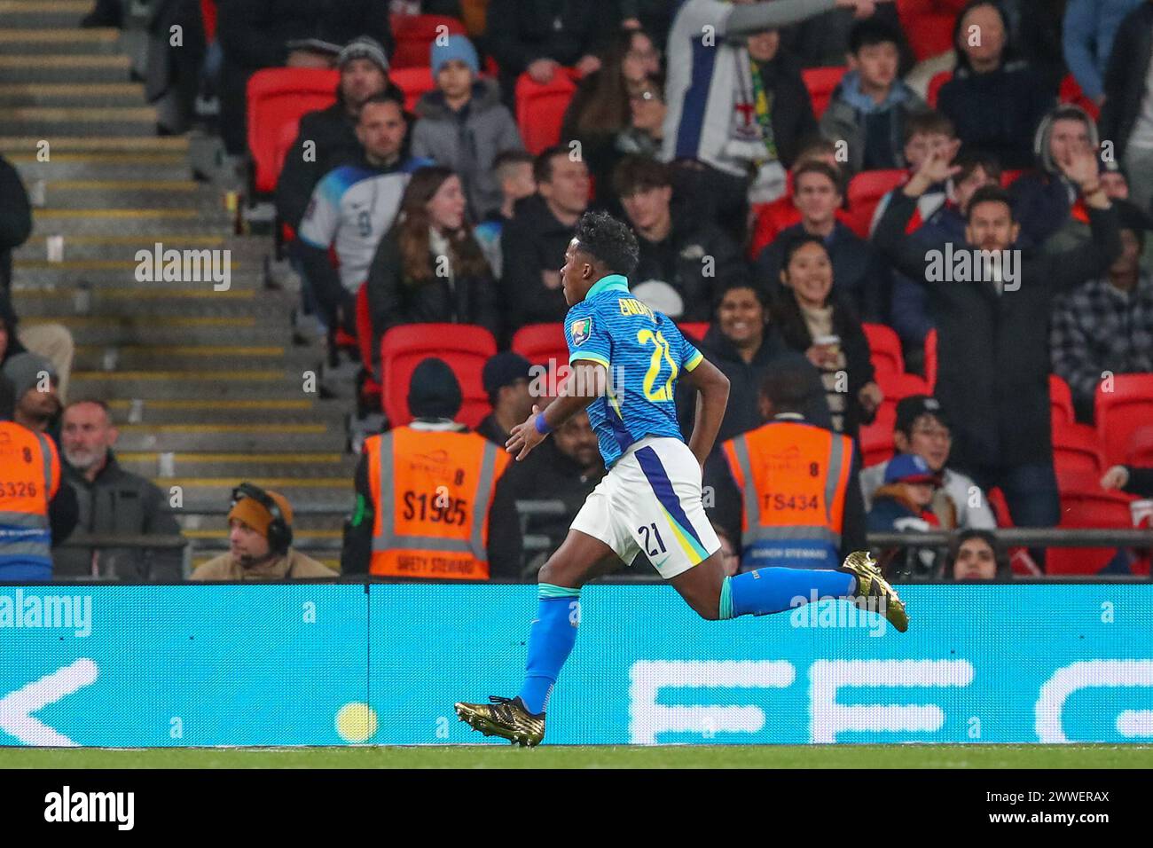 Endrick of Brazil celebrates his goal to make it 0-1 during the ...