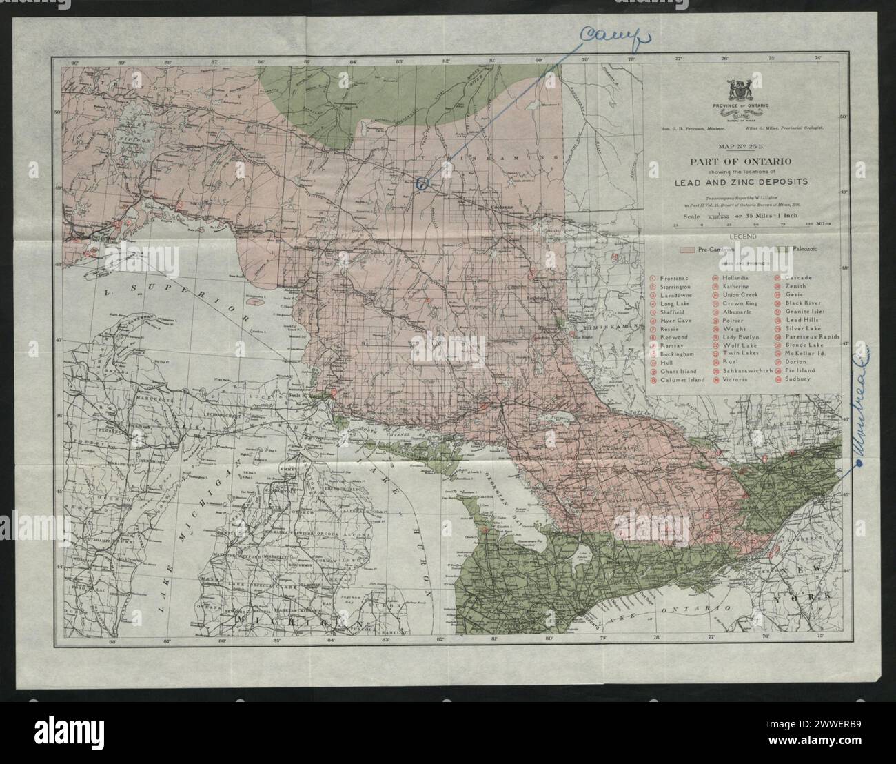 Description: Map of Ontario showing location of Kapuskasing Camp ...
