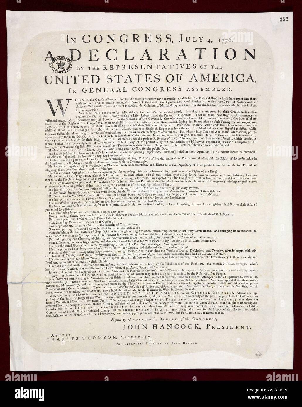 1776 declaration of independence hi-res stock photography and images ...