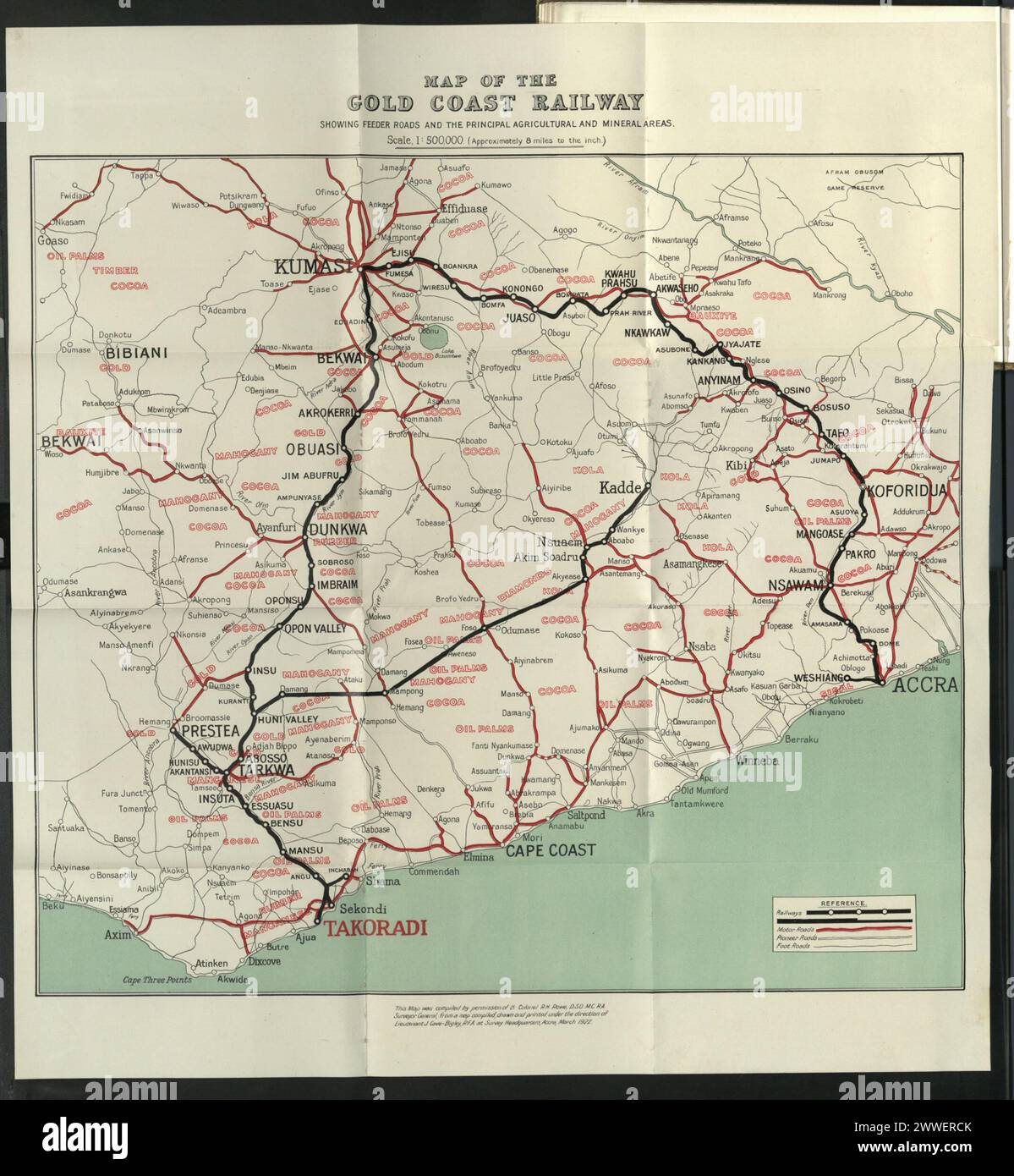 The Gold Coast Railway map from March 1922 shows feeder roads ...