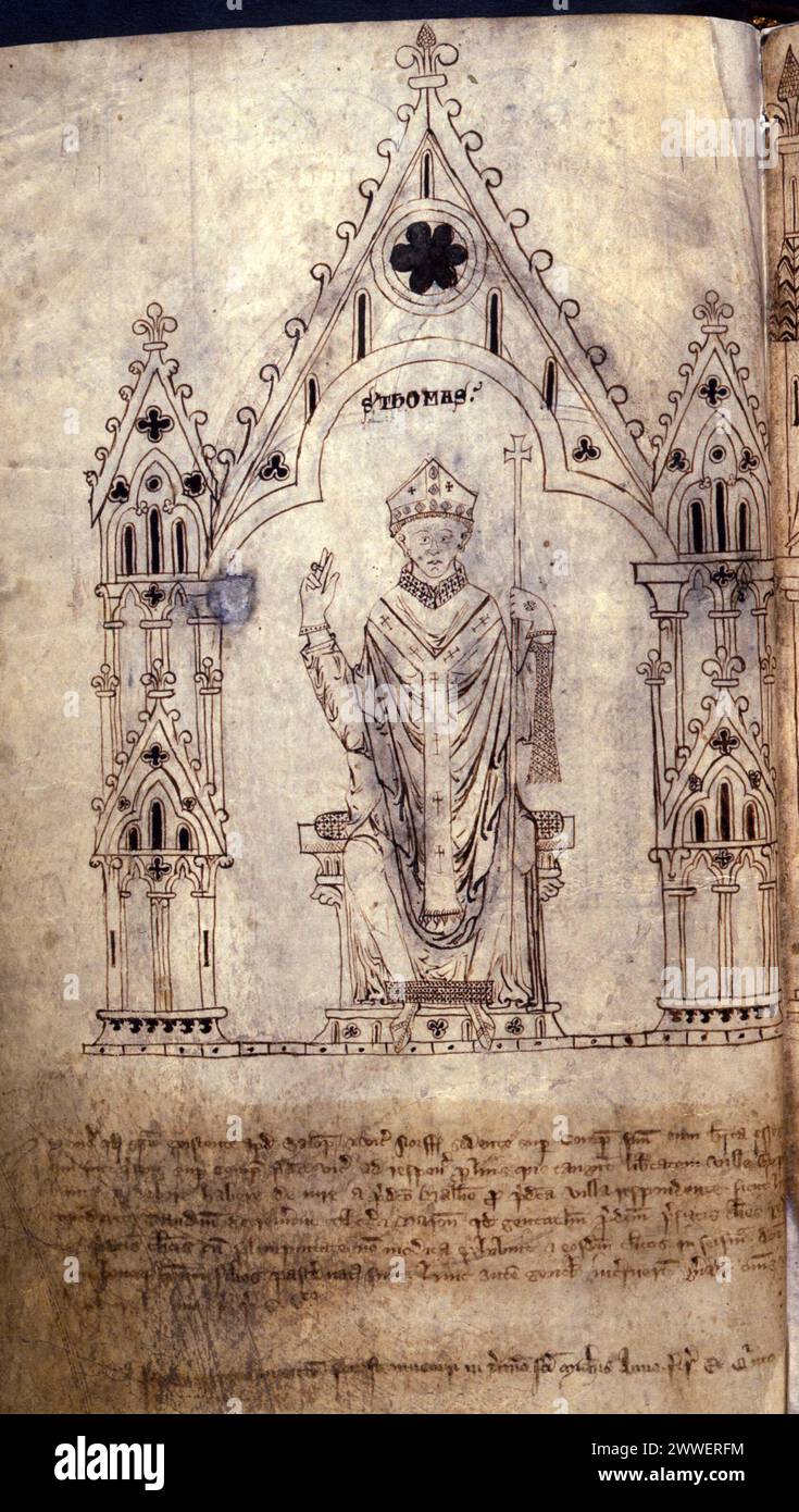 A 13th-century drawing of St Thomas of Canterbury from the Black Book ...
