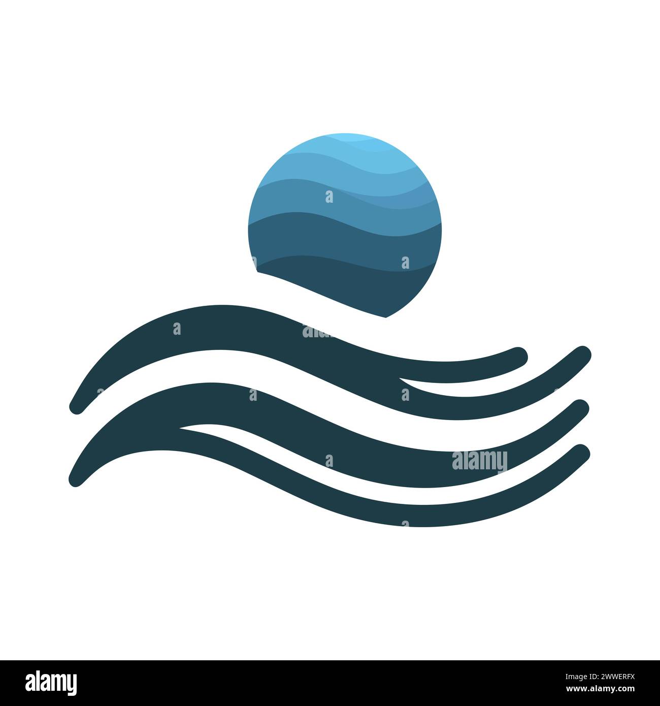 Sea wave icon. Blue waves on white background. Vacation symbol. Vector ...