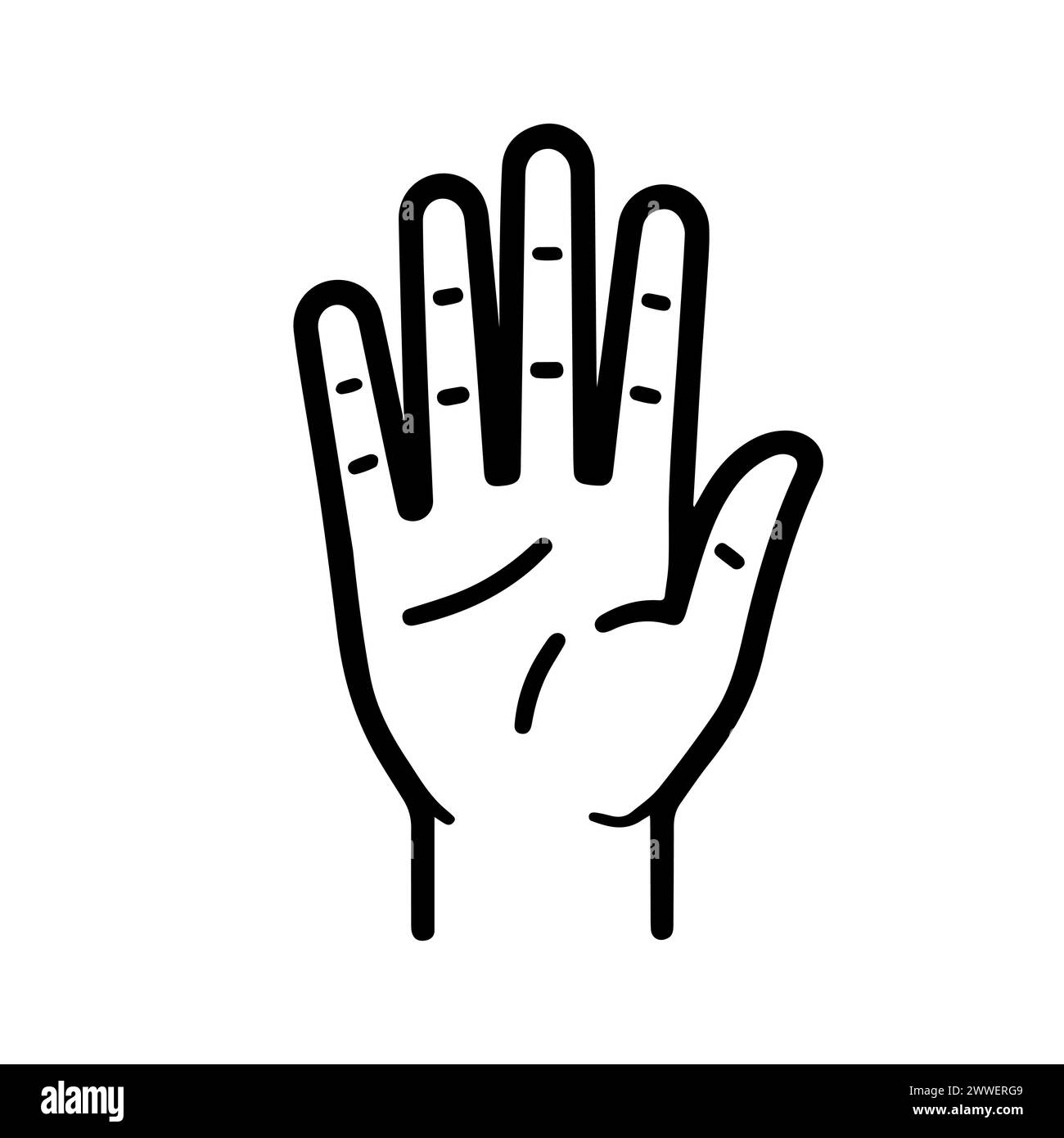 Hand icon. Black silhouette of hand in flat style, isolated on a white ...