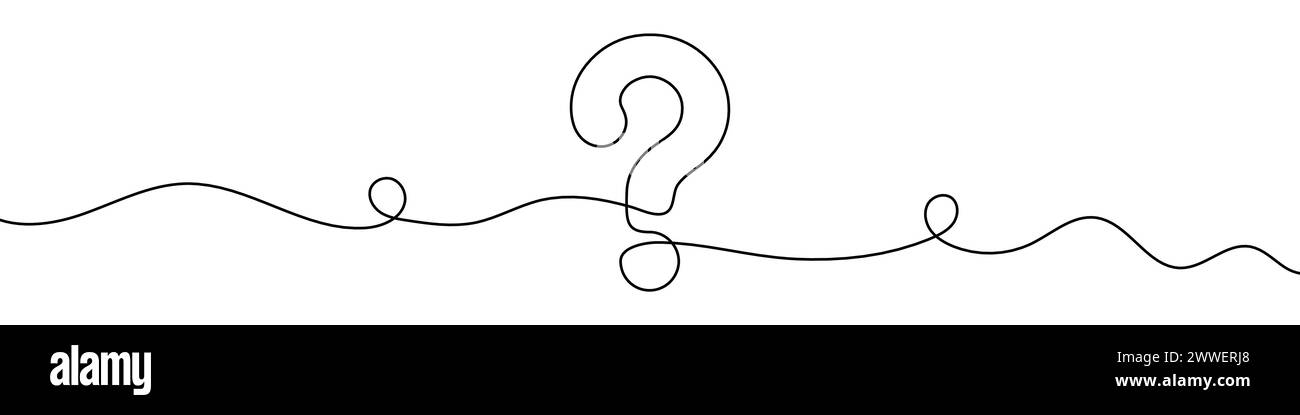 Continuous editable line drawing of question mark. One line drawing ...