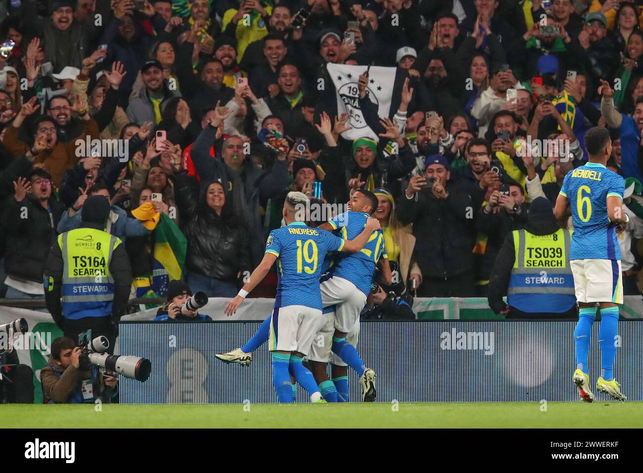 Endrick of Brazil celebrates his goal to make it 0-1 during the ...