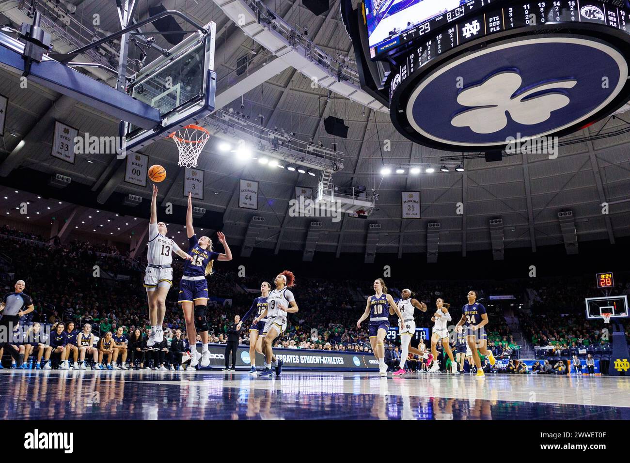 South Bend, Indiana, USA. 23rd Mar, 2024. A general view as Notre Dame guard Anna DeWolfe (13 ...