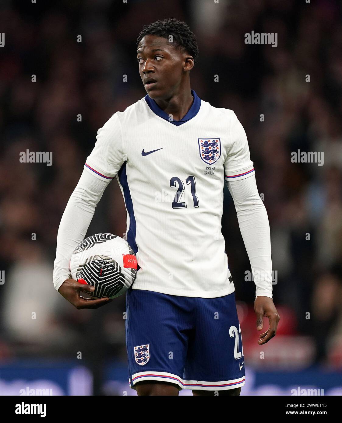 England's Kobbie Mainoo during the international friendly match at ...