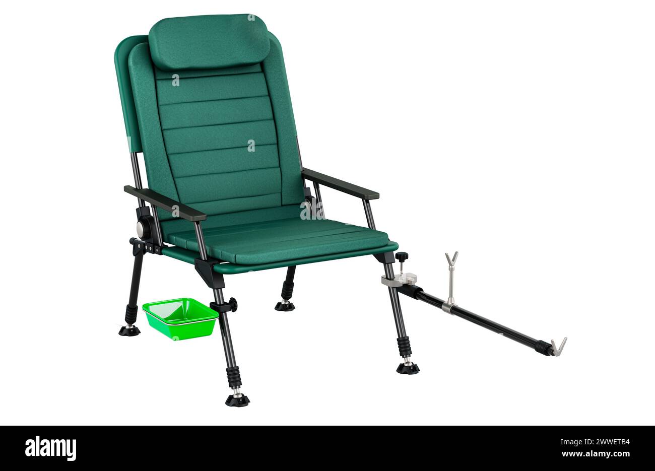 Fishing Chair with Rod Holder, folding fishing chair. 3D rendering ...