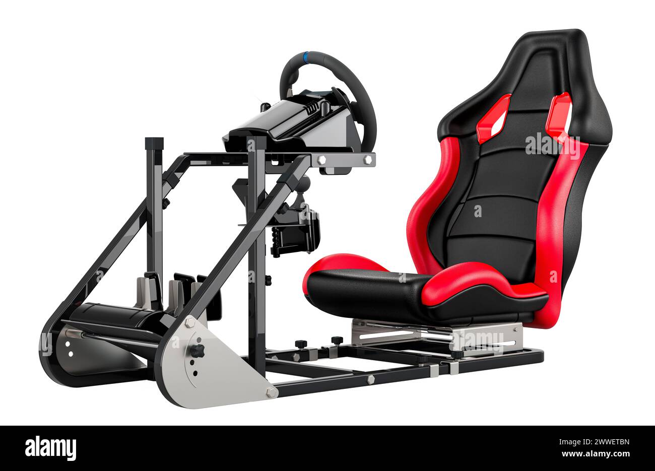 Racing Simulator Cockpit with gaming racing steering wheel and foot ...