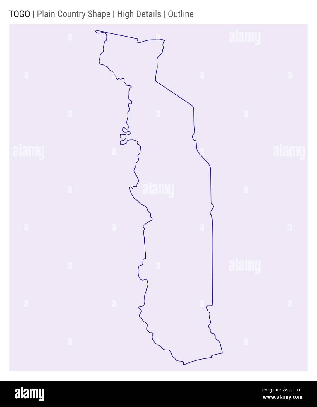 Togo plain country map. High details. Outline style. Shape of Togo ...