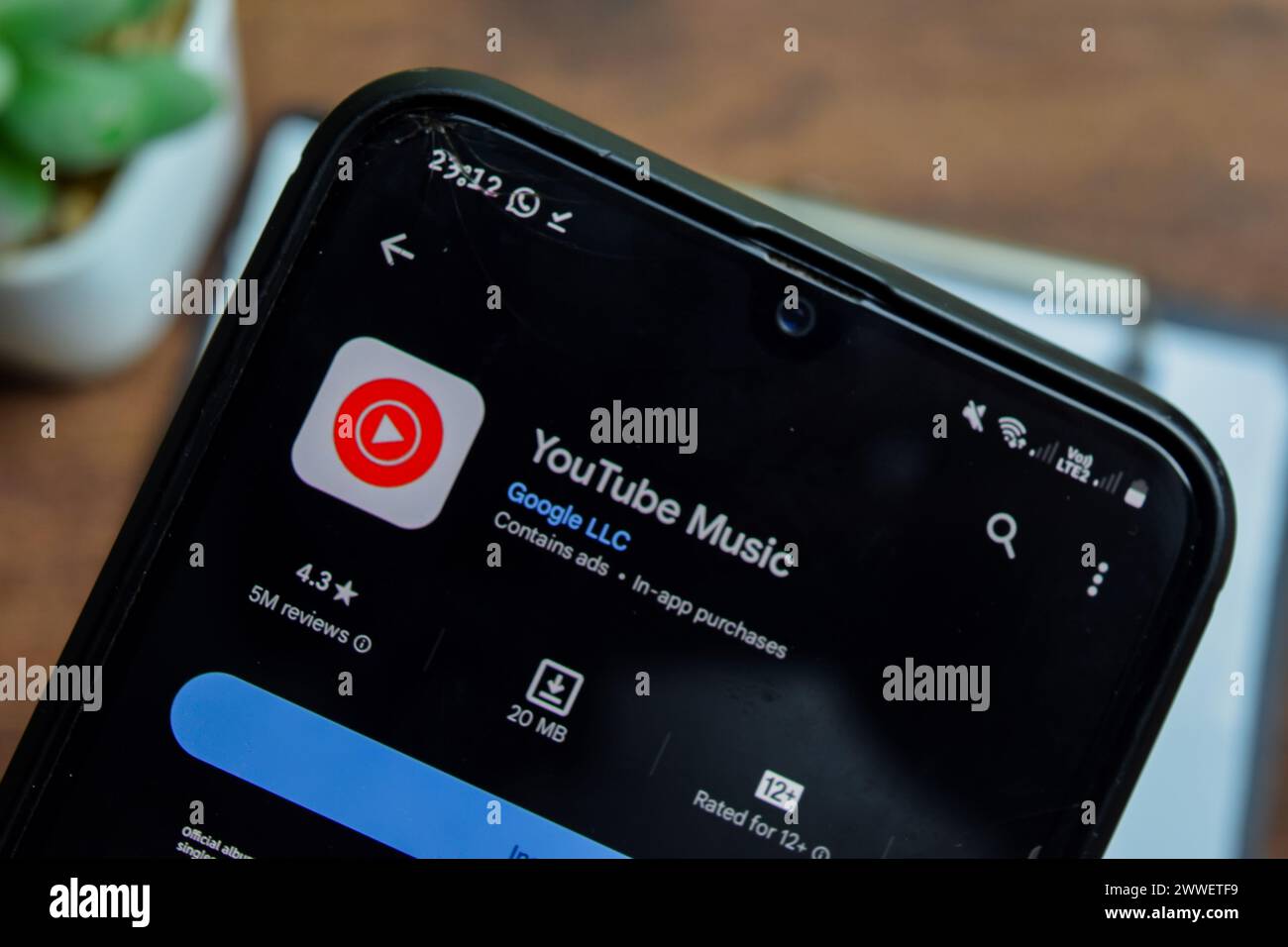 Youtube Music application on Smartphone screen. Youtube is a freeware ...